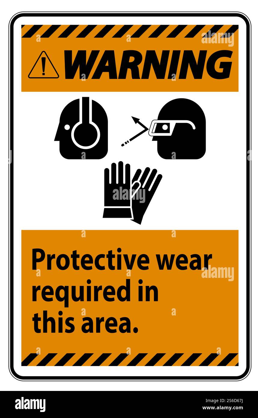 Warning Sign Wear Protective Equipment In This Area With PPE Symbols ...