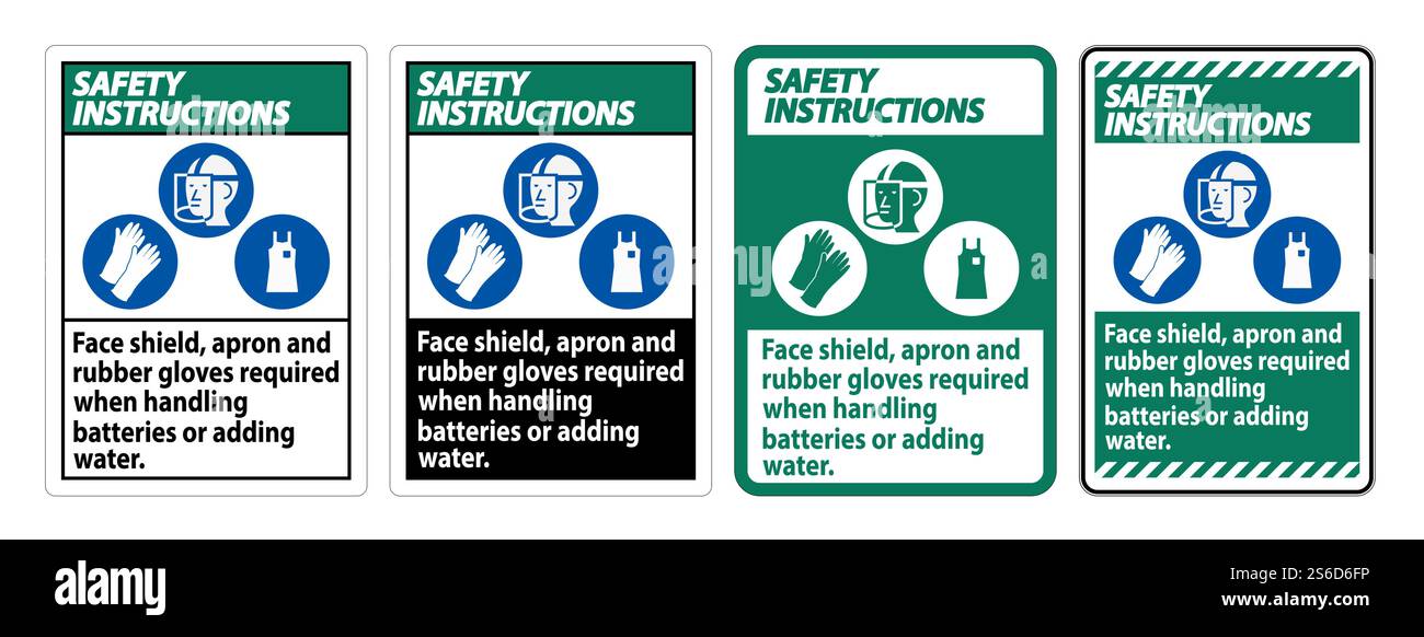 Safety Instructions Sign Face Shield, Apron And Rubber Gloves Required ...