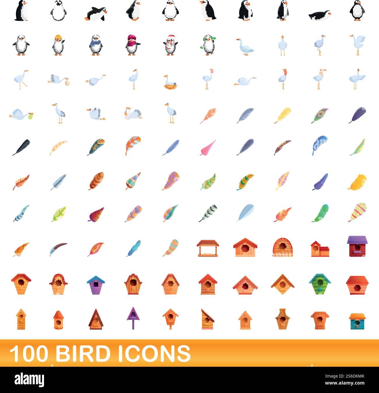 100 bird icons set. Cartoon illustration of 100 bird icons vector set ...
