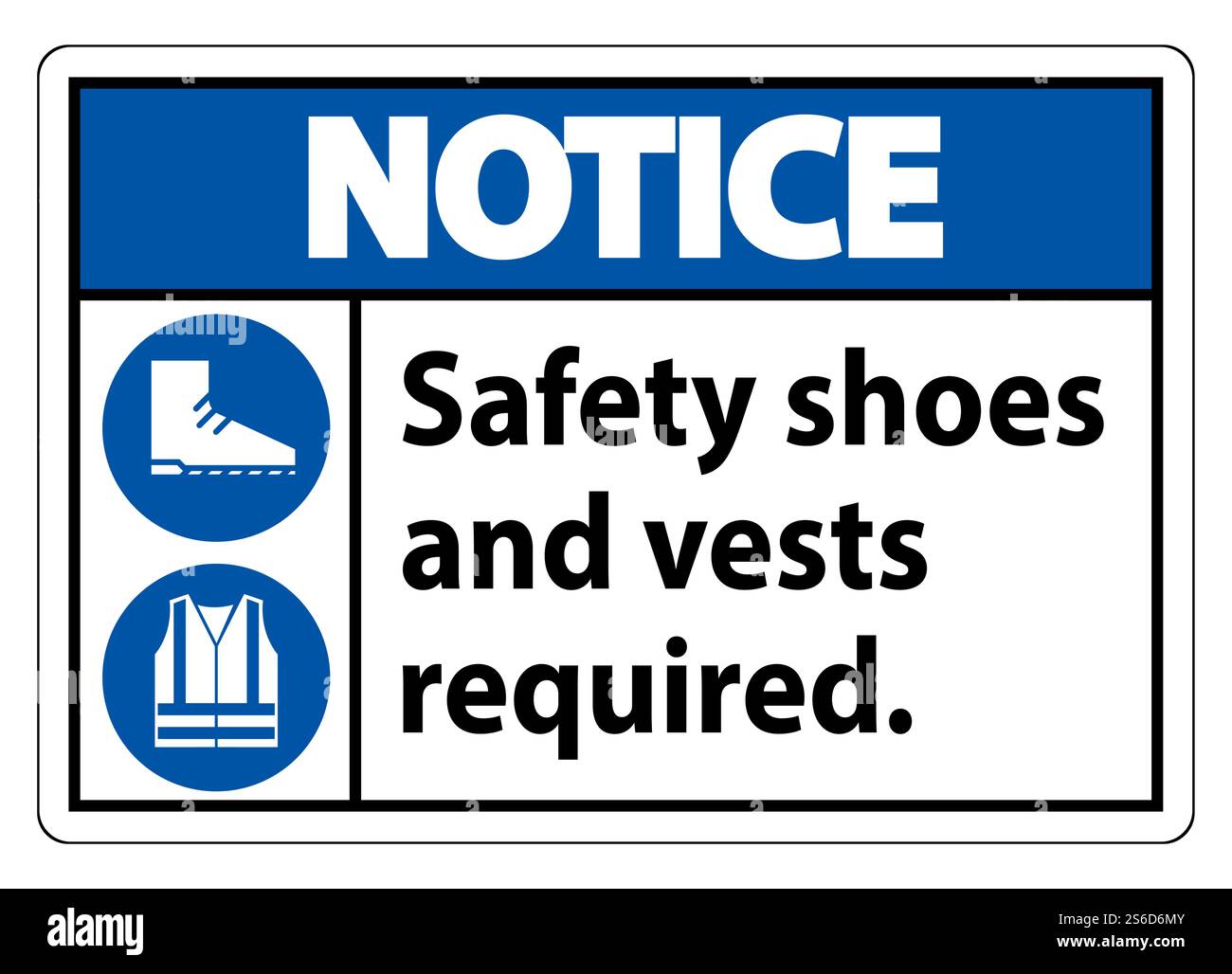 Notice Sign Safety Shoes And Vest Required With PPE Symbols on white ...