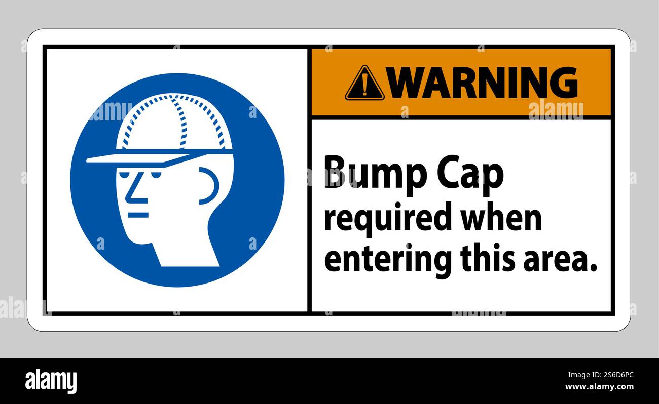 Warning Sign Bump Cap Required When Entering This Area Stock Vector ...
