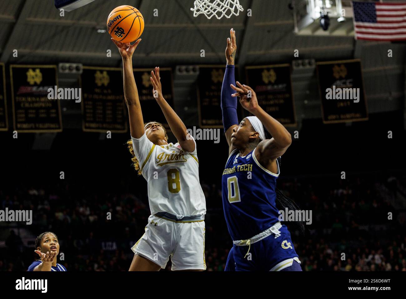 Notre Dame guard Cassandre Prosper (8) shoots as Georgia Tech guard ...
