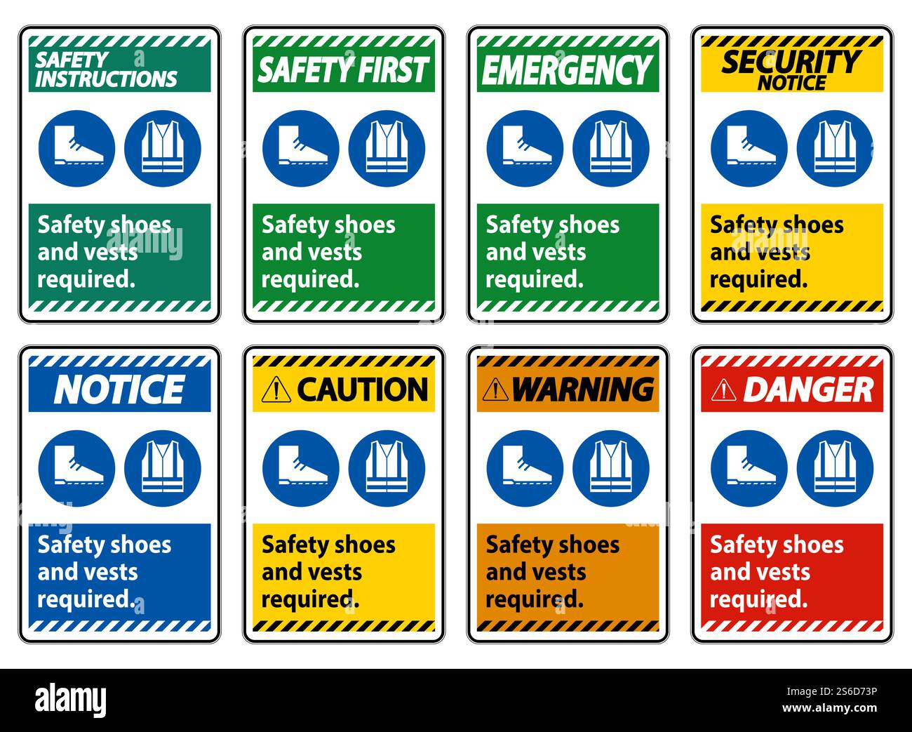Safety Shoes And Vest Required With PPE Symbols on white background ...