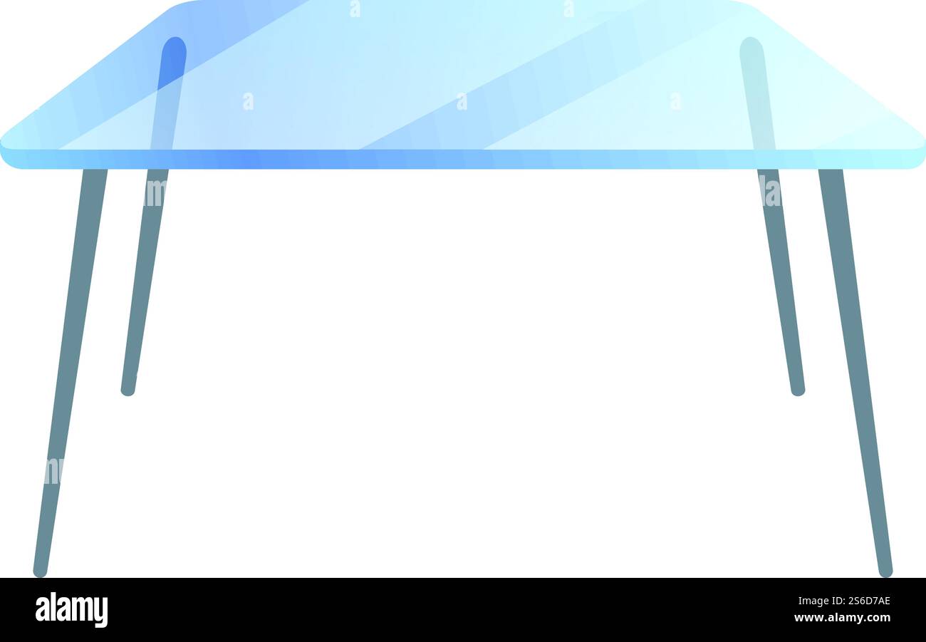 Transparent glass table icon. Cartoon of transparent glass table vector ...