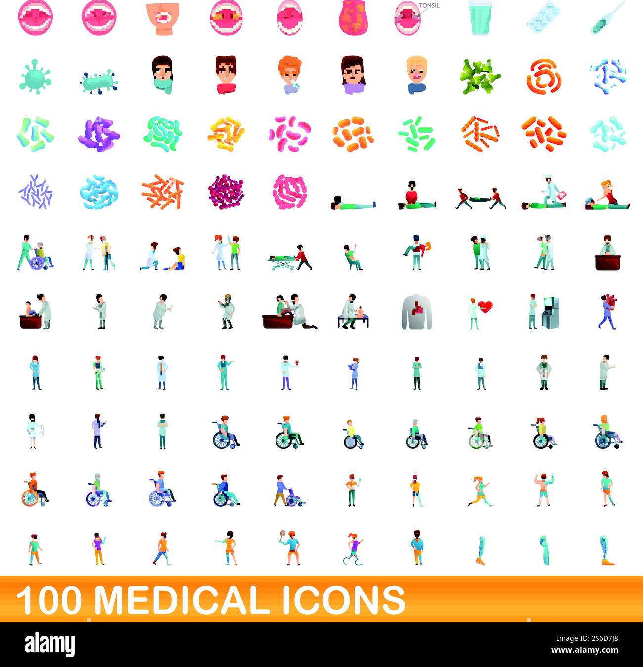 100 medical icons set. Cartoon illustration of 100 medical icons vector ...
