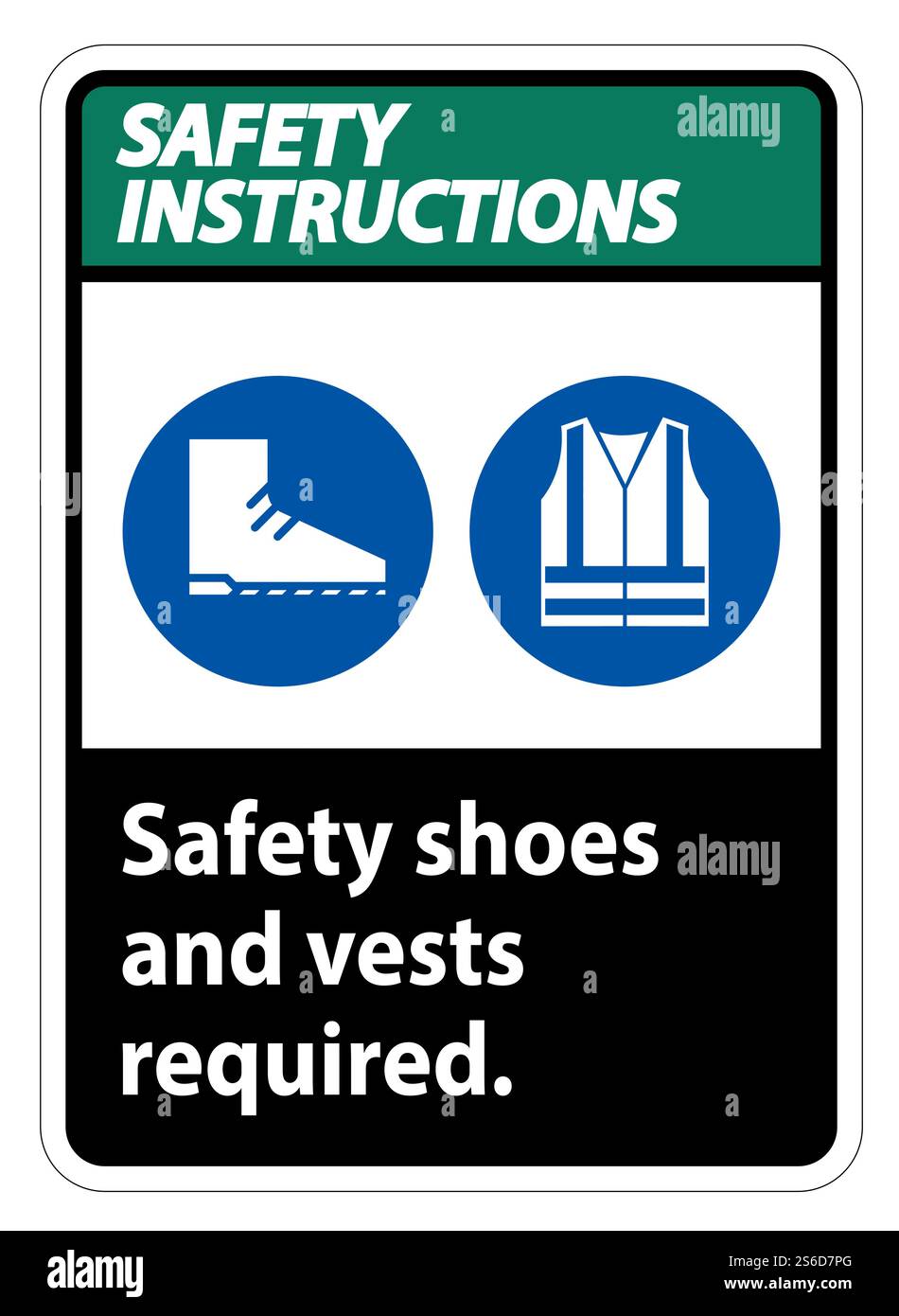 Safety Shoes And Vest Required With PPE Symbols on white background ...