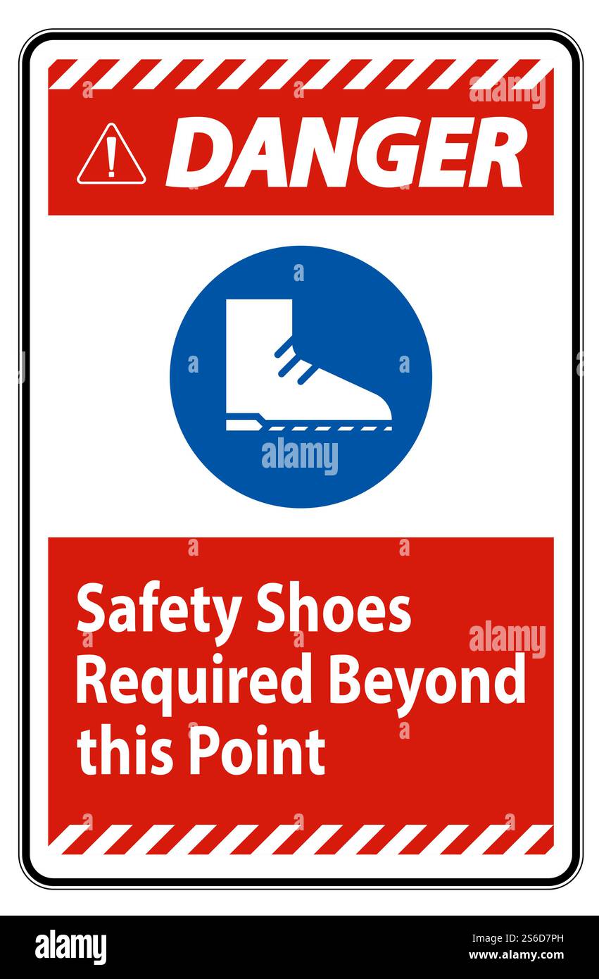 Danger Sign Safety Shoes Required Beyond This Point Stock Vector Image ...
