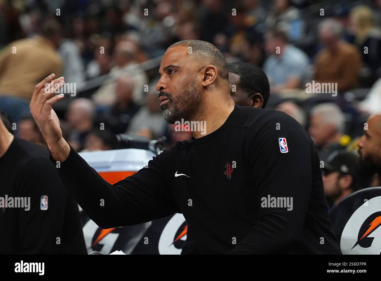 Houston Rockets head coach Ime Udoka () in the second half of an NBA ...