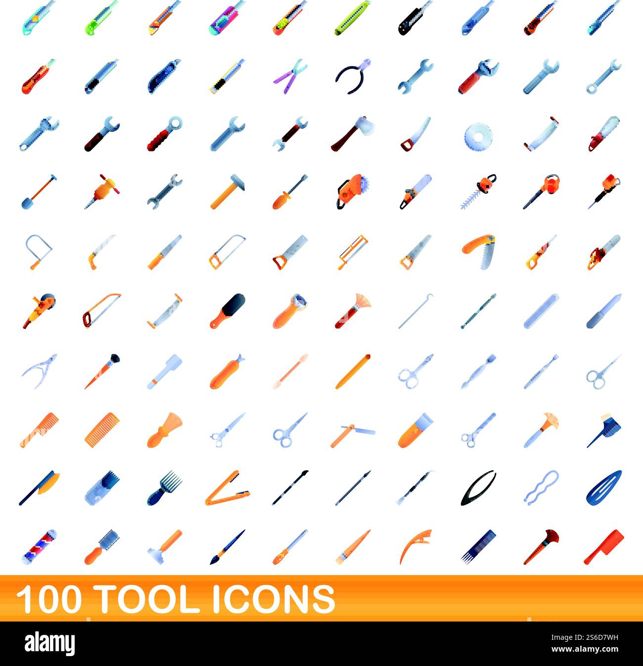 100 tool icons set. Cartoon illustration of 100 tool icons vector set ...