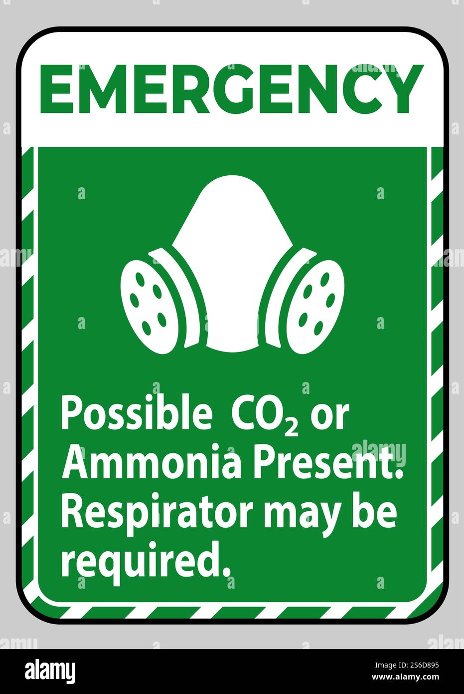 Emergency PPE Sign Possible Co2 Or Ammonia Present, Respirator May Be ...