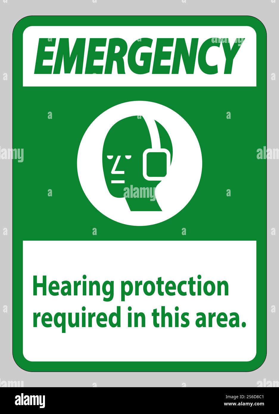 Emergency PPE Sign Hearing Protection Required In This Area with Symbol ...