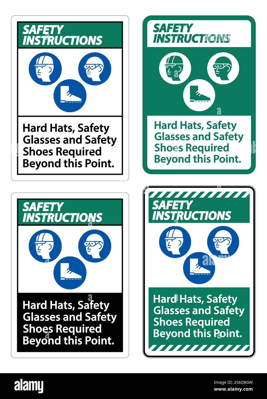 Safety Instructions Sign Hard Hats, Safety Glasses And Safety Shoes ... Safety Instructions Sign Hard Hats, Safety Glasses And Safety Shoes ...