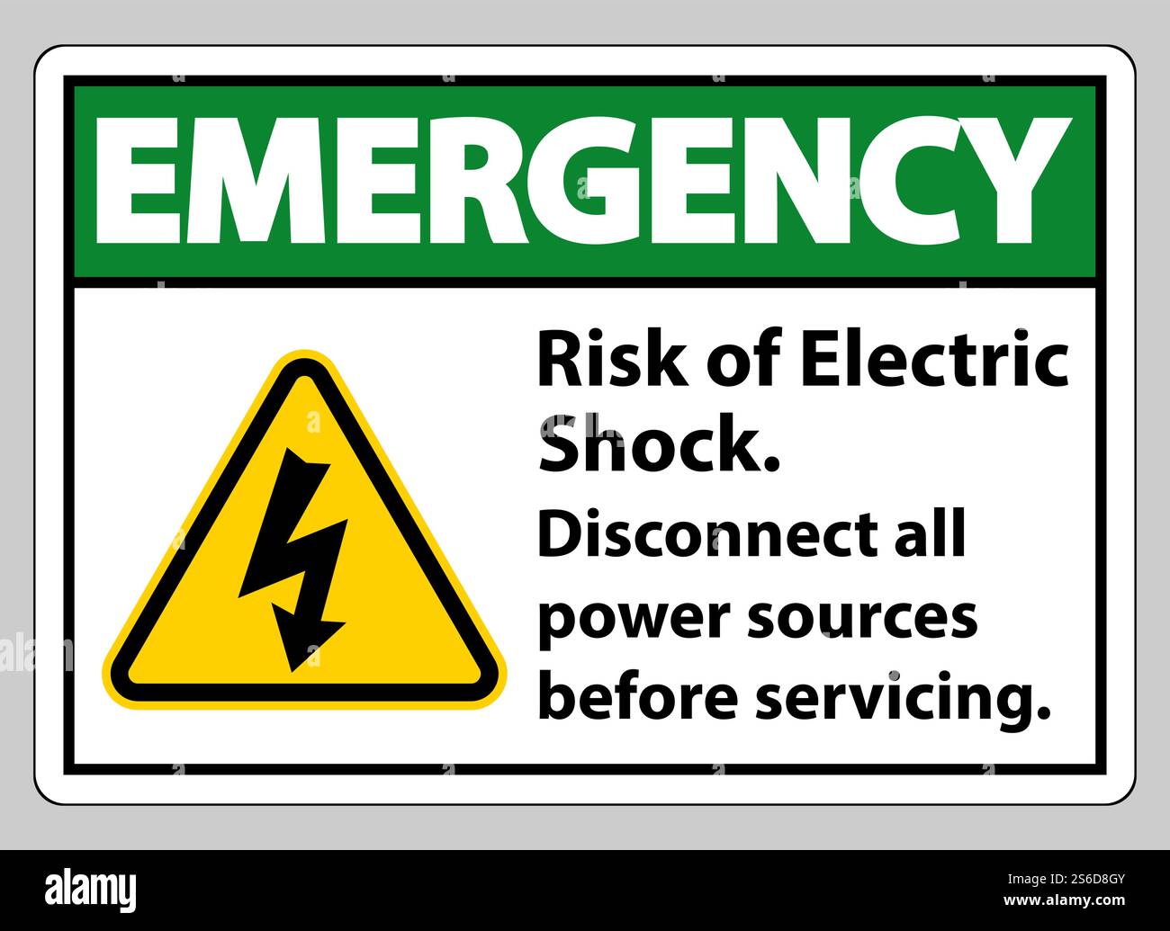 Emergency Risk of electric shock Symbol Sign Isolate on White ...