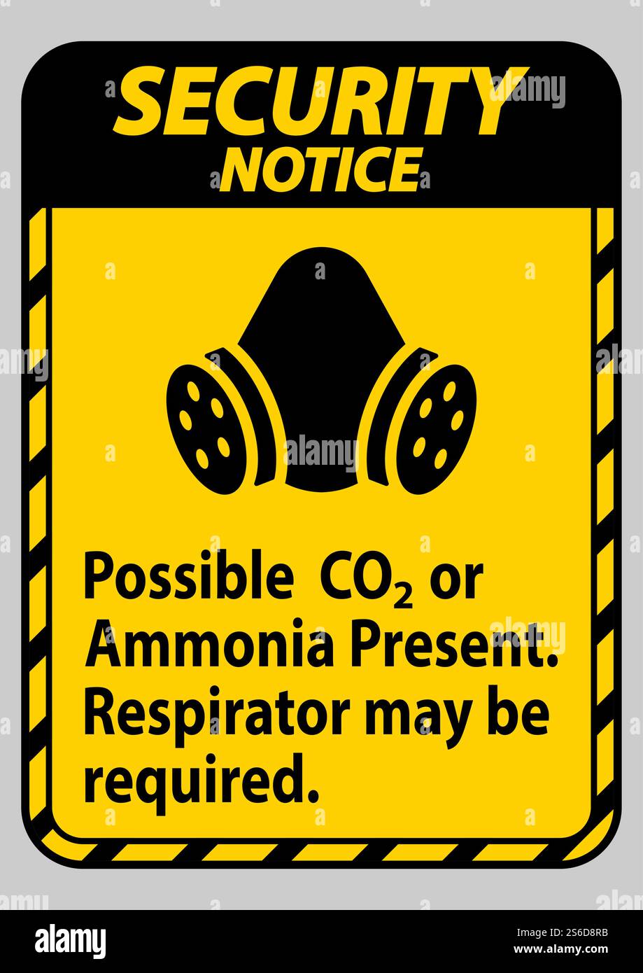Security Notice PPE Sign Possible Co2 Or Ammonia Present, Respirator ...