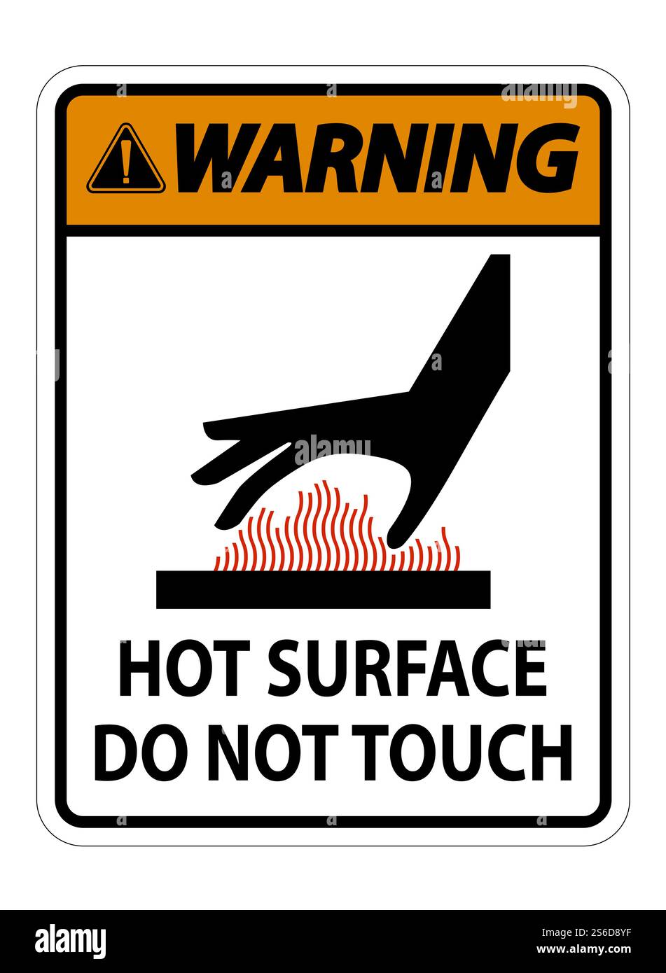 Warning Burn hazard,Hot surface,Do not touch Symbol Sign Isolate on ...