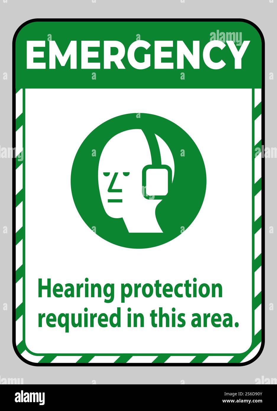 Emergency PPE Sign Hearing Protection Required In This Area with Symbol ...