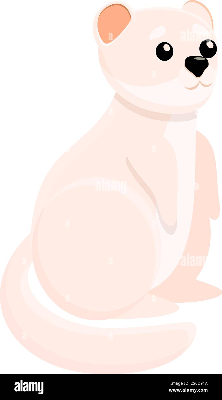 White mink icon. Cartoon of white mink vector icon for web design isolated on white background ...