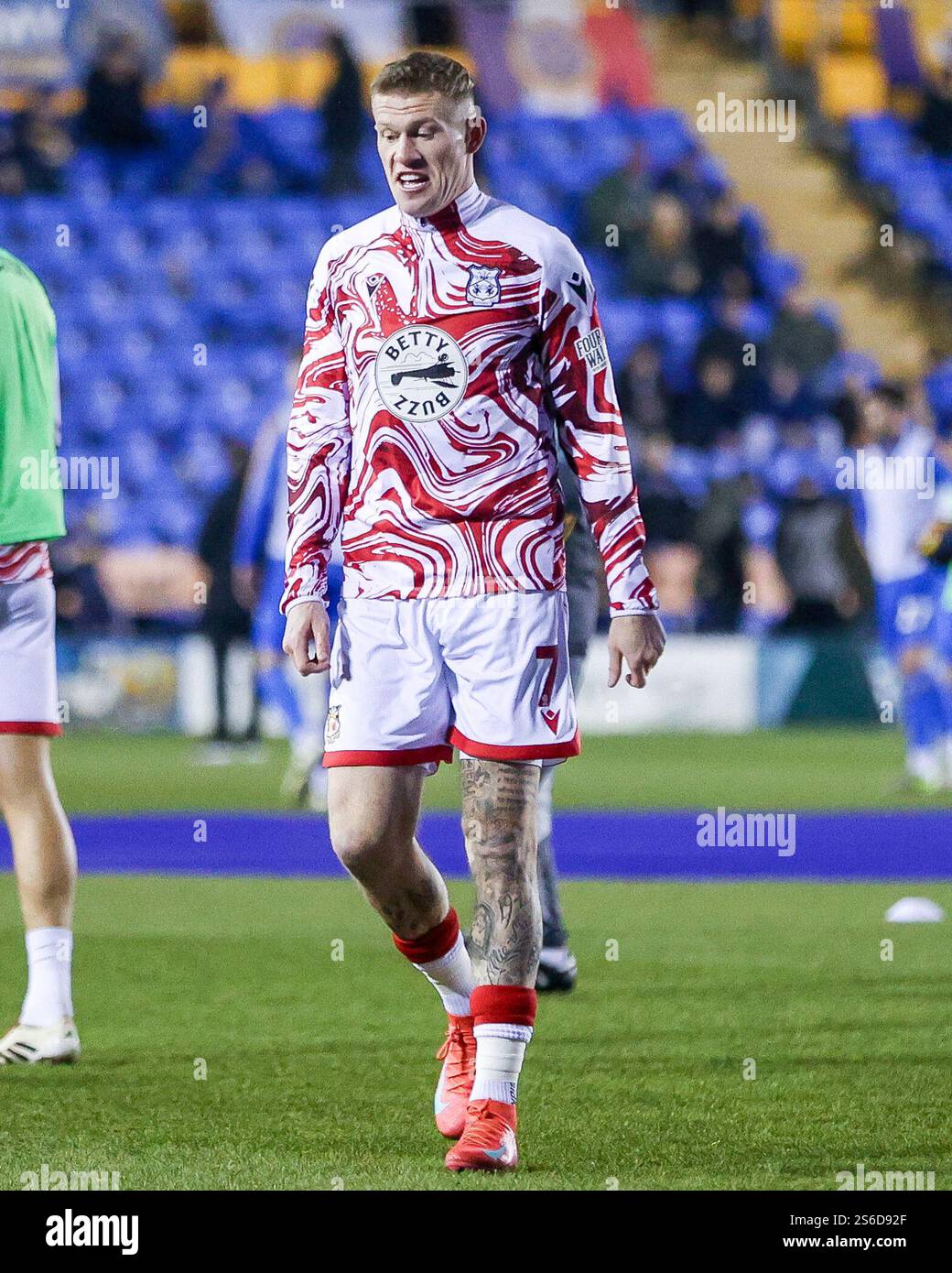 #7, James McClean of Wrexham at warm up during the Sky Bet League 1 ...