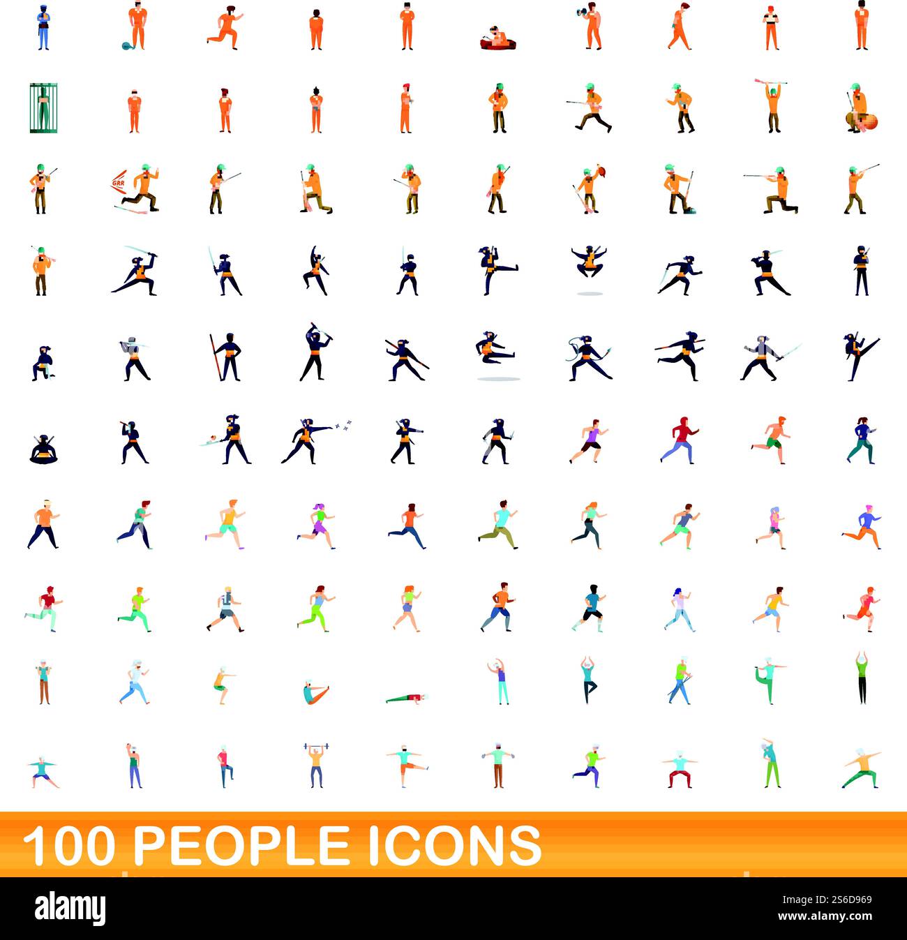 100 people icons set. Cartoon illustration of 100 people icons vector ...