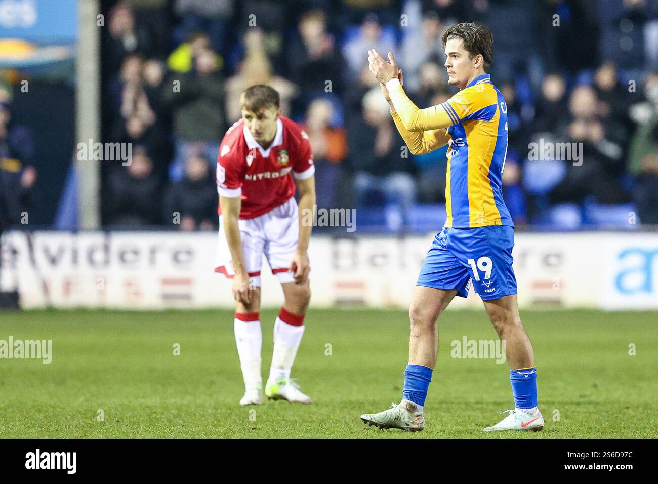 #19, Leo Castledine of Shrewsbury Town leaves the field during the Sky ...