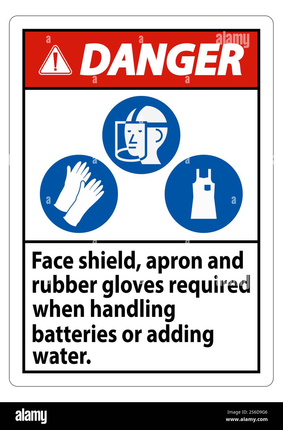 Danger Sign Face Shield, Apron And Rubber Gloves Required When Handling ...