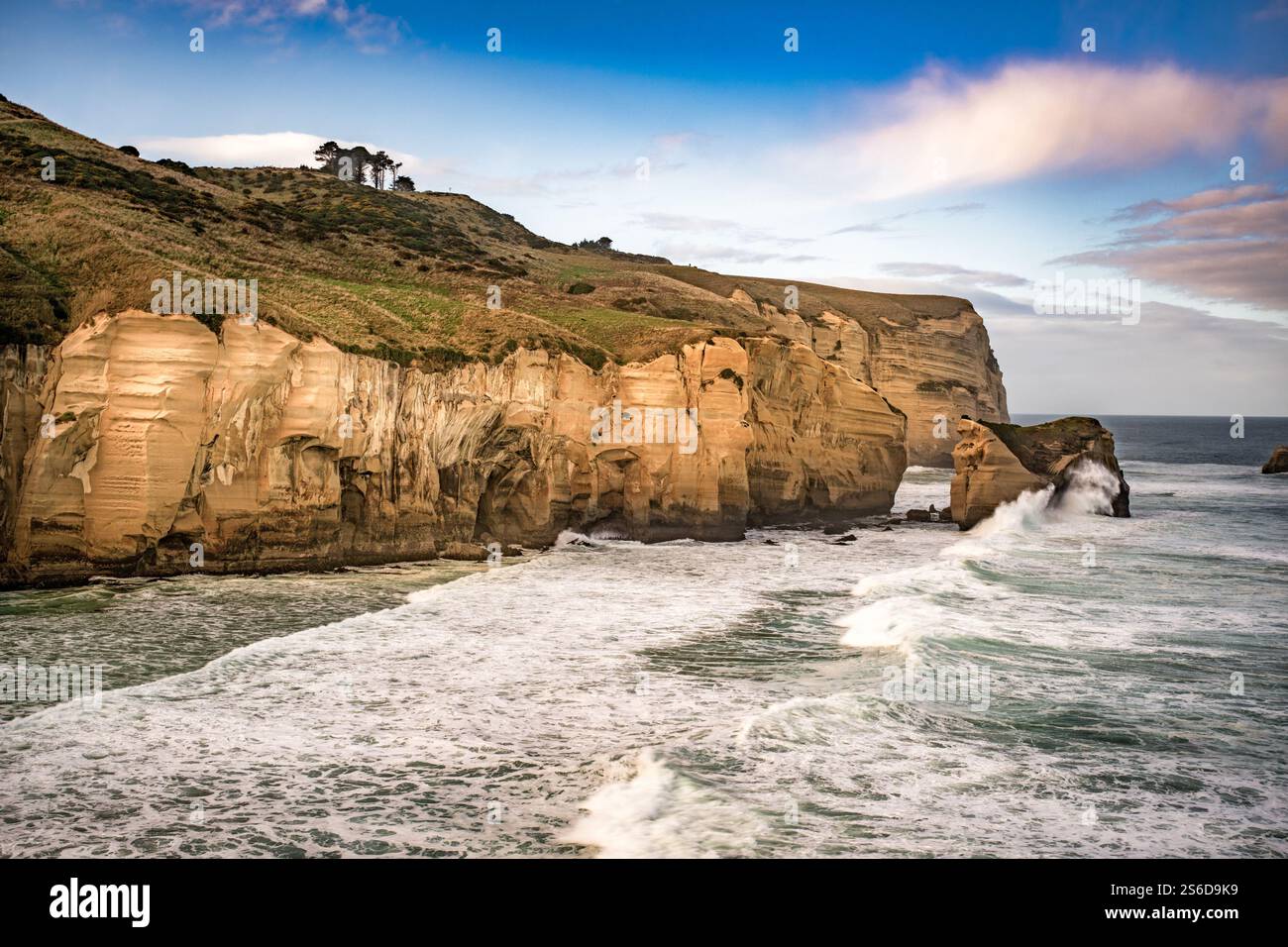 Tunnel Beach located south of St Clair Dunedin , has sea-carved ...