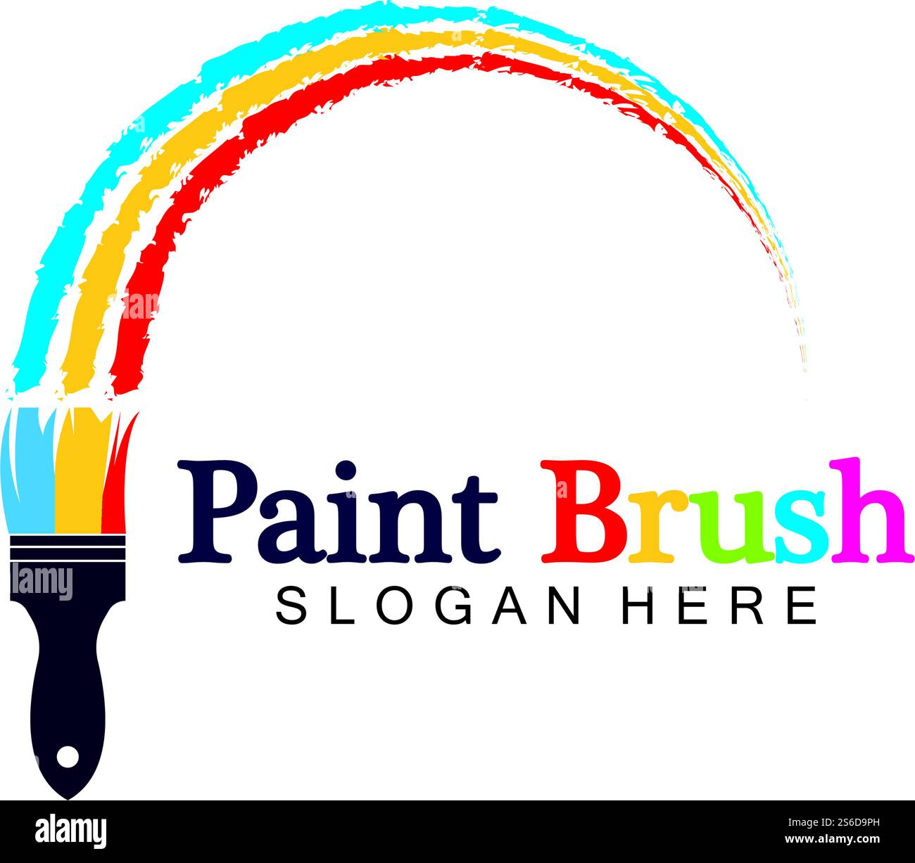 Abstract vector painting brush and colorful paint splash icon, emblem ...