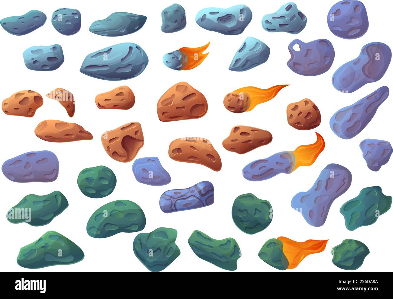 Asteroid icons set. Cartoon set of asteroid vector icons for web design ...