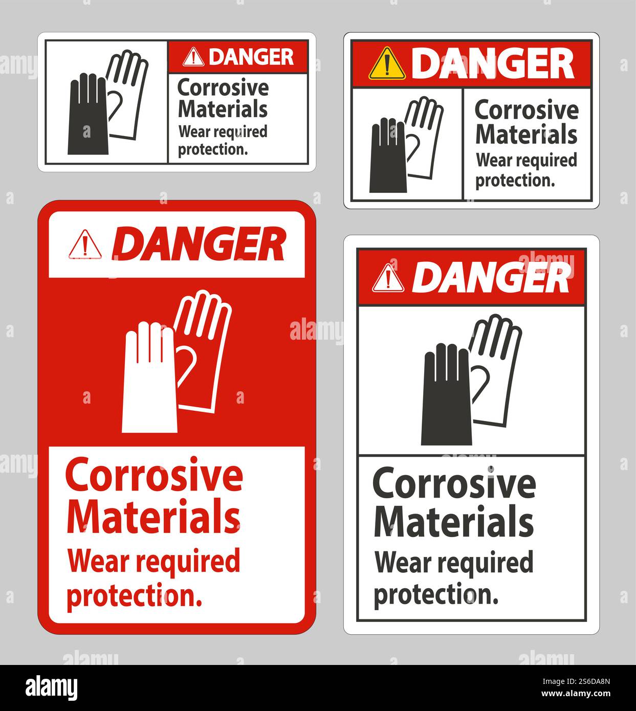 Danger Sign Corrosive Materials, Wear Required Protection Stock Vector ...