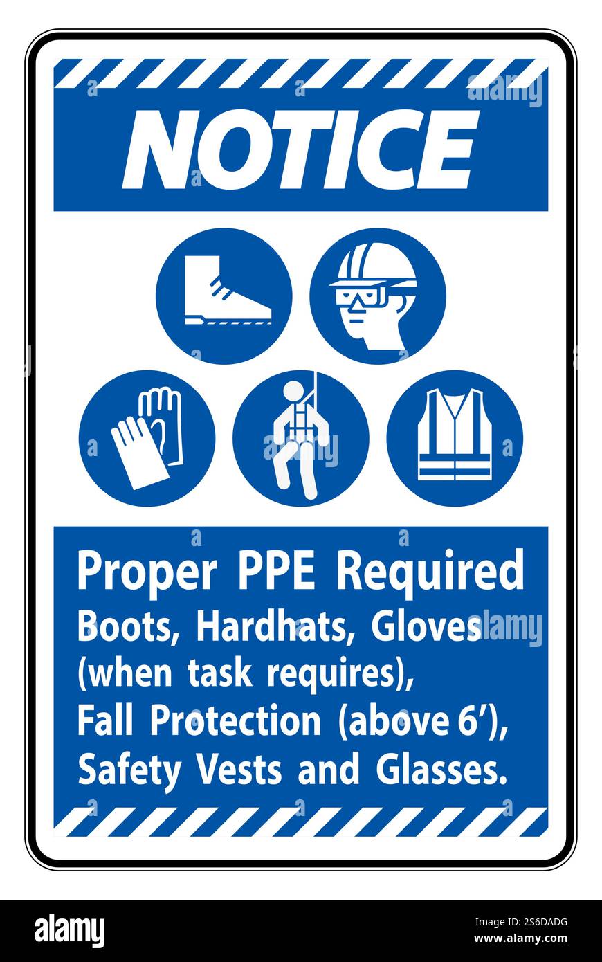 Notice Sign Proper PPE Required Boots, Hardhats, Gloves When Task ...
