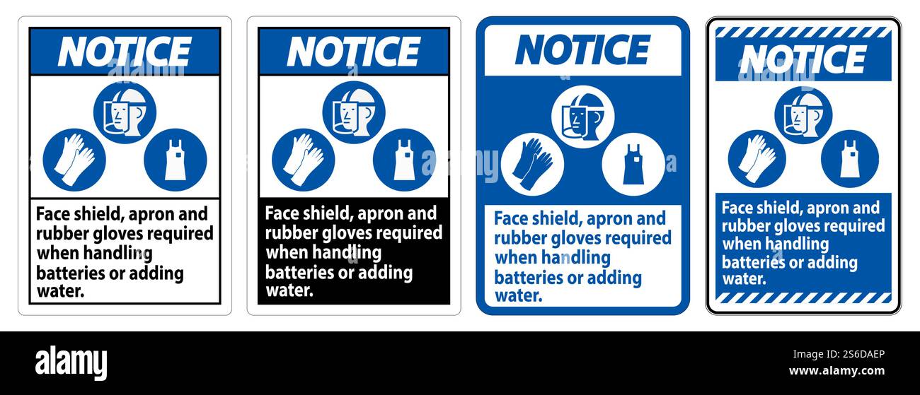 Notice Sign Face Shield, Apron And Rubber Gloves Required When Handling ...
