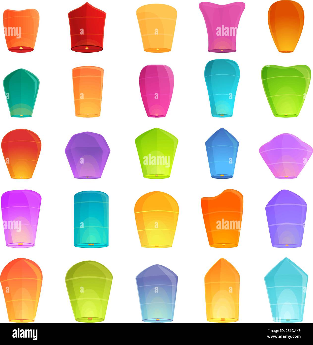 Floating lantern icons set. Cartoon set of floating lantern vector ...