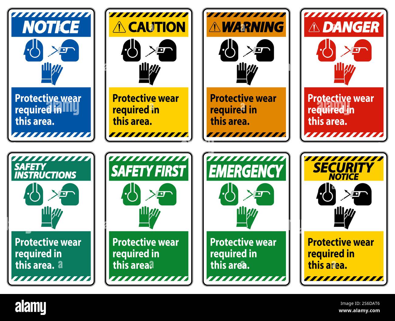Wear Protective Equipment In This Area With PPE Symbols Stock Vector ...