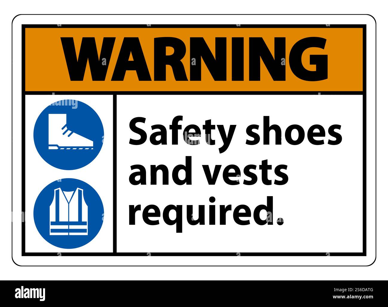 Warning Sign Safety Shoes And Vest Required With PPE Symbols on White ...