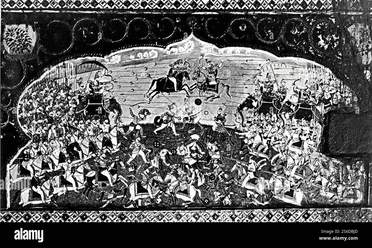 Full view of a mural depicting Akali Phula Singh atop an elephant with ...