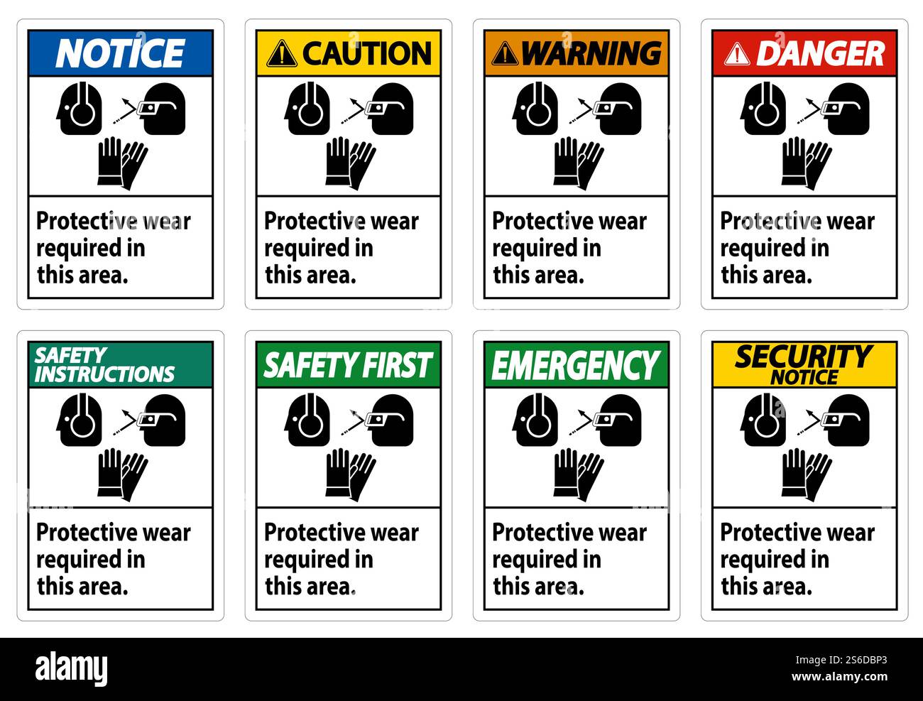 Wear Protective Equipment In This Area With PPE Symbols Stock Vector ...