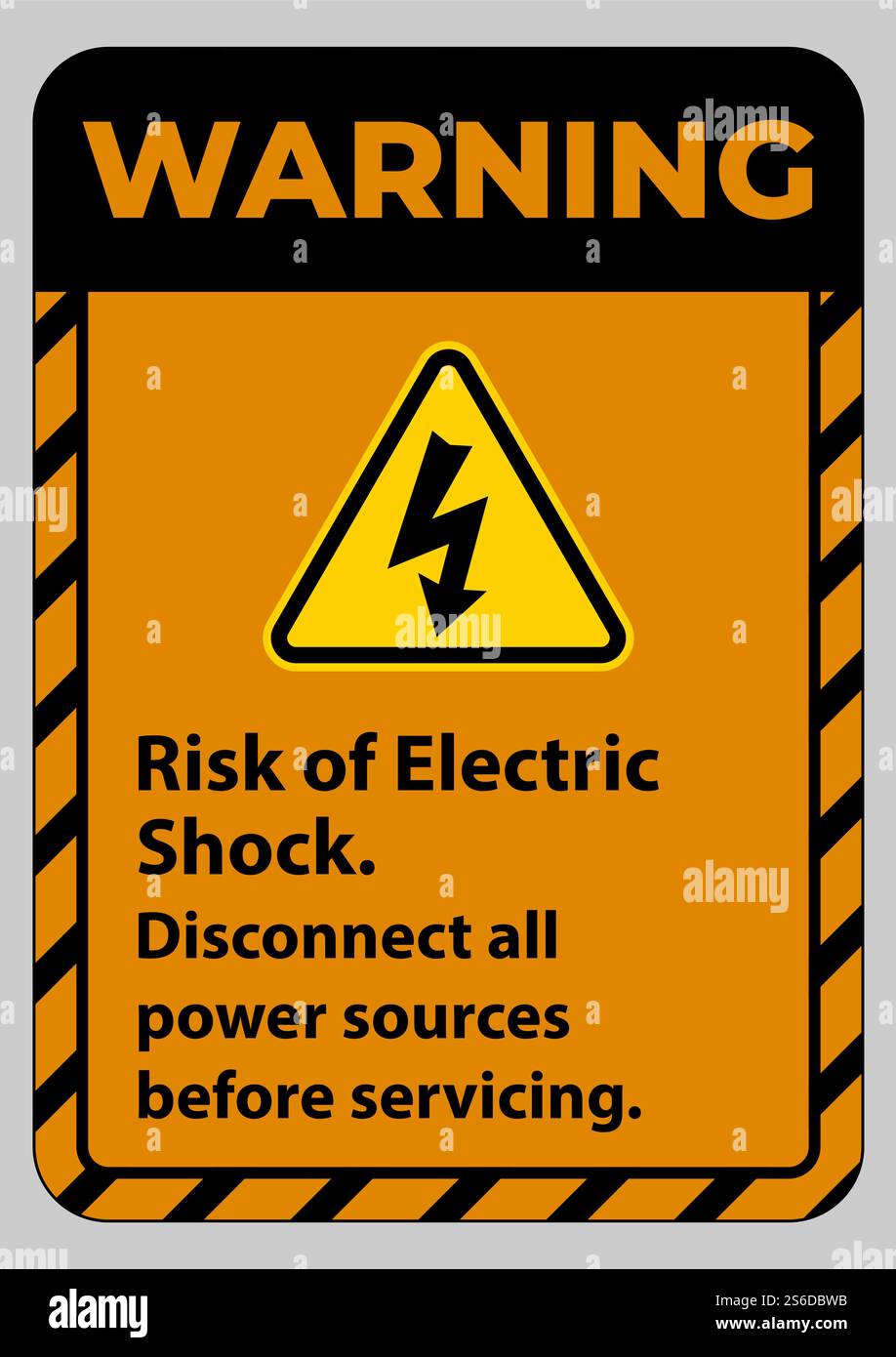 Warning Risk of electric shock Symbol Sign Isolate on White Background ...