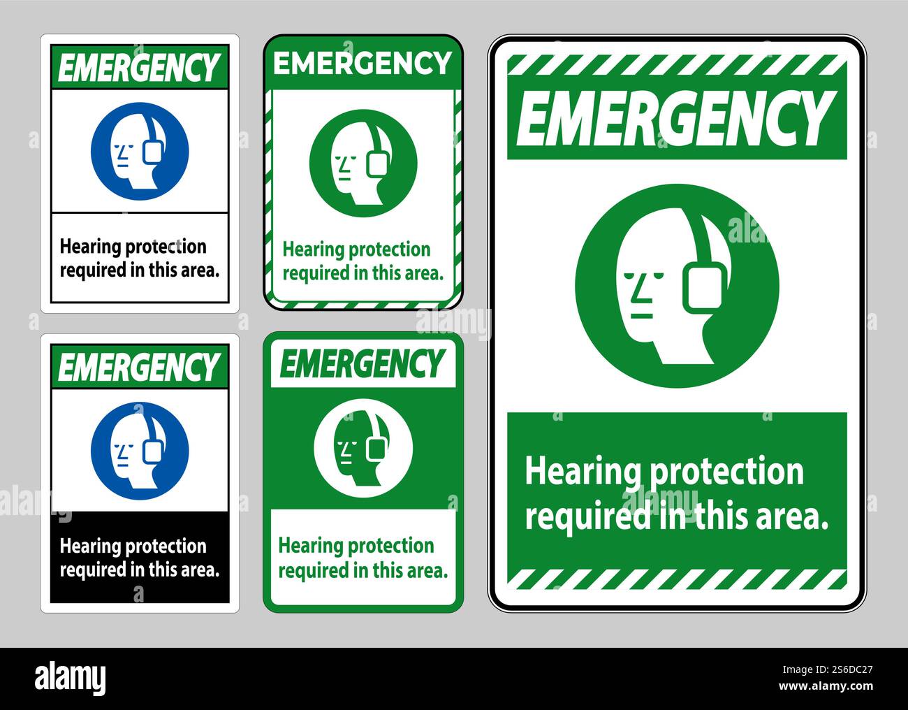 Emergency PPE Sign Hearing Protection Required In This Area with Symbol ...