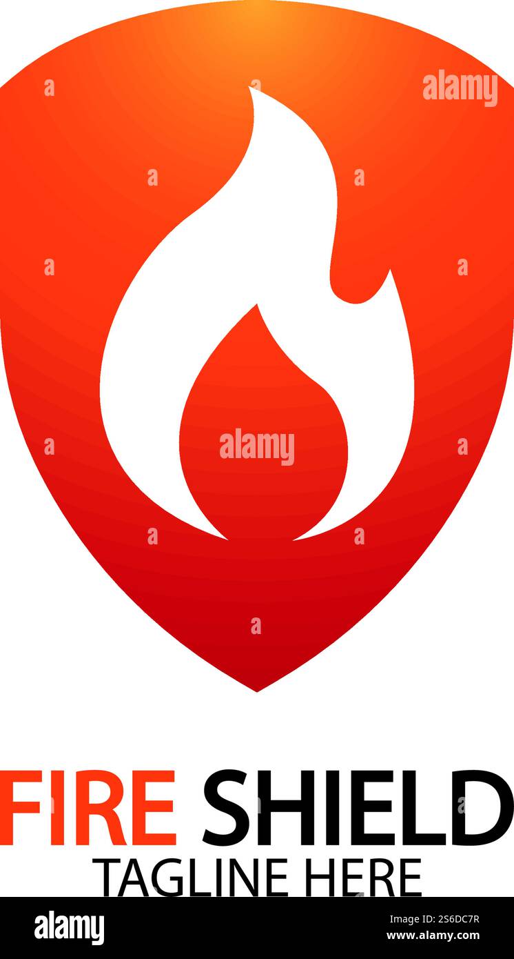 Fire shield logo design element. Fire warning sign shield. Fire flame ...