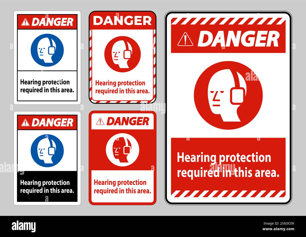 Danger PPE Sign Hearing Protection Required In This Area with Symbol ...