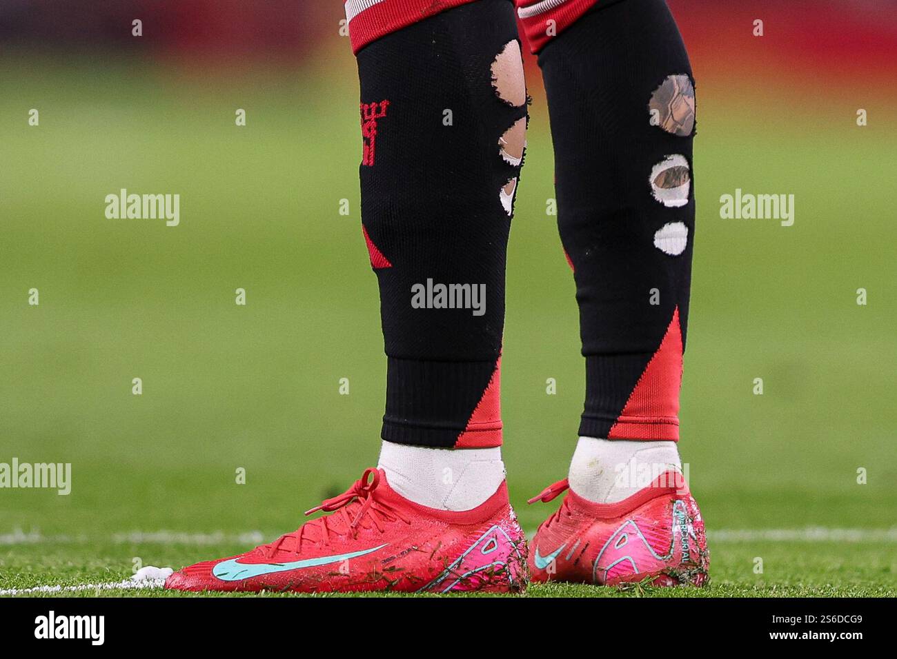 Manchester, UK. 16th Jan, 2025. Tattoo detail on Alejandro Garnacho of ...