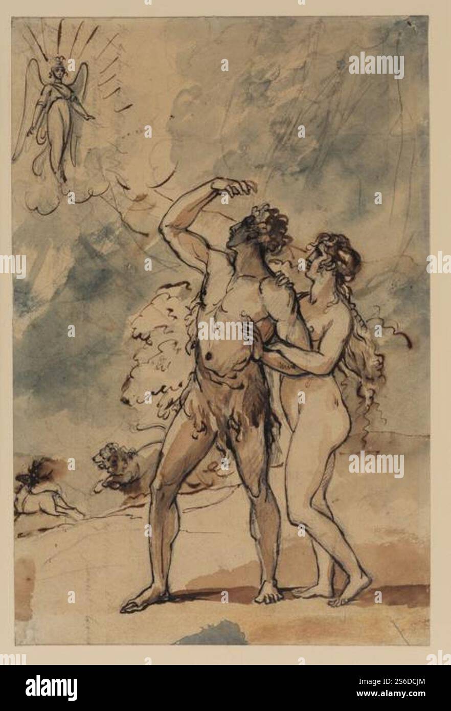 Fuseli - Formerly attributed to - Adam and Eve expelled from Paradise (recto), D.1952.RW.3393 ...