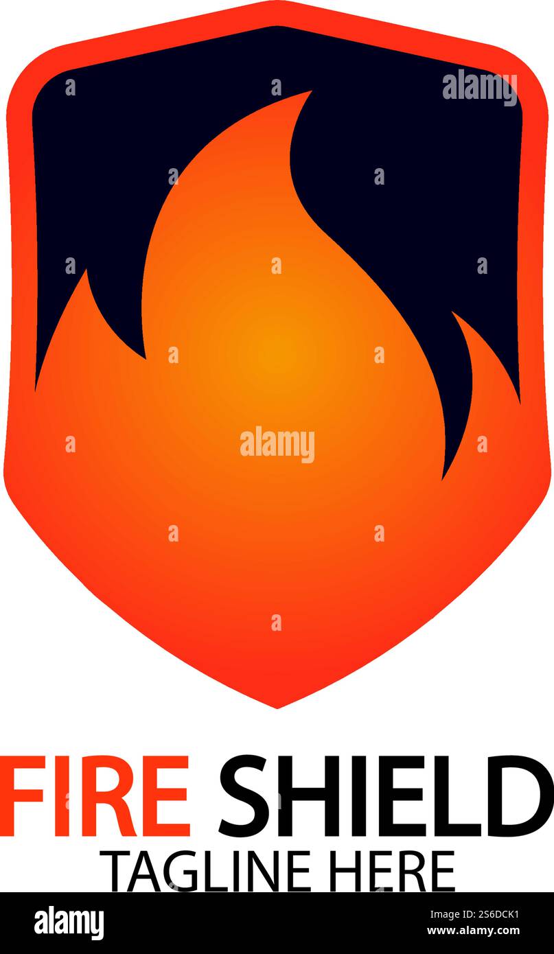 Fire shield logo design element. Fire warning sign shield. Fire flame ...