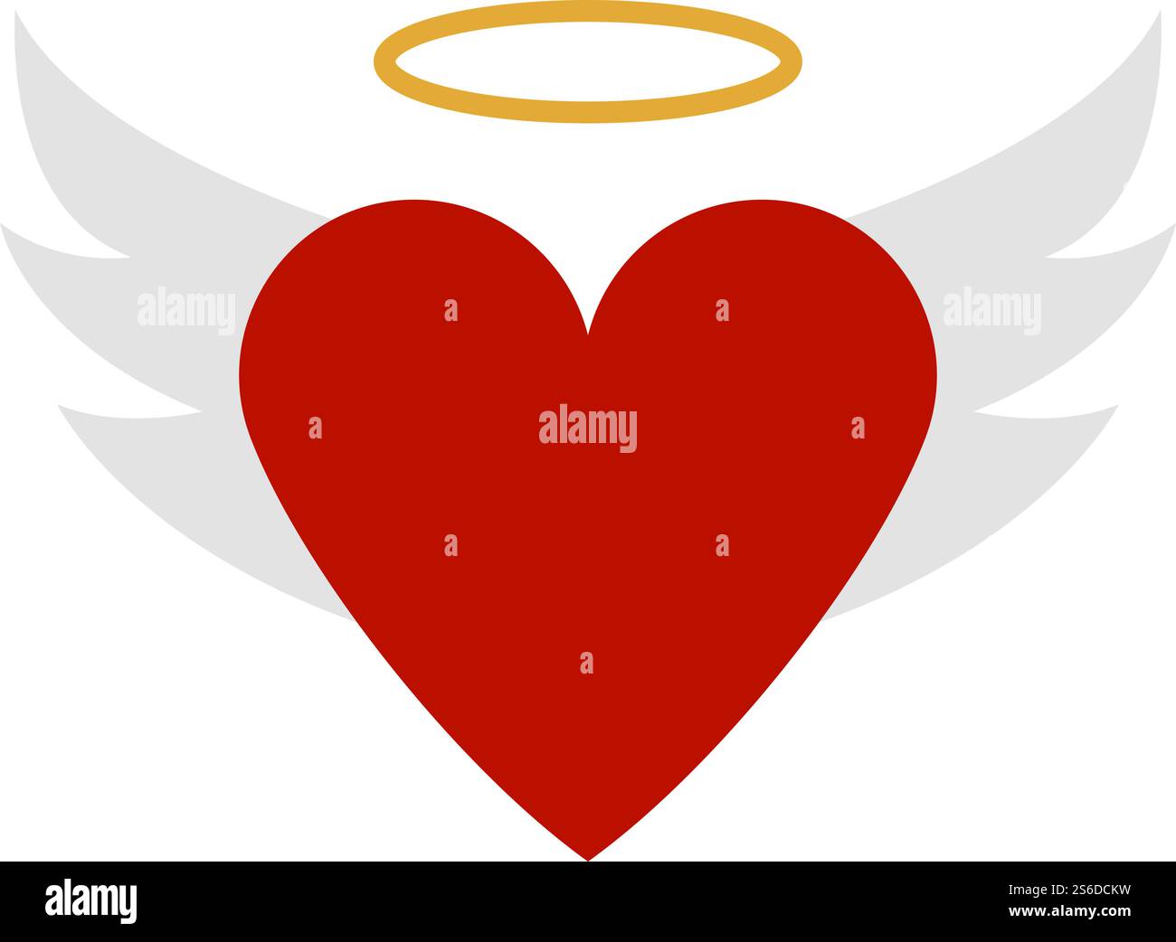 Valentine Heart With Wings And Halo Icon. Flat Color Design. Vector ...