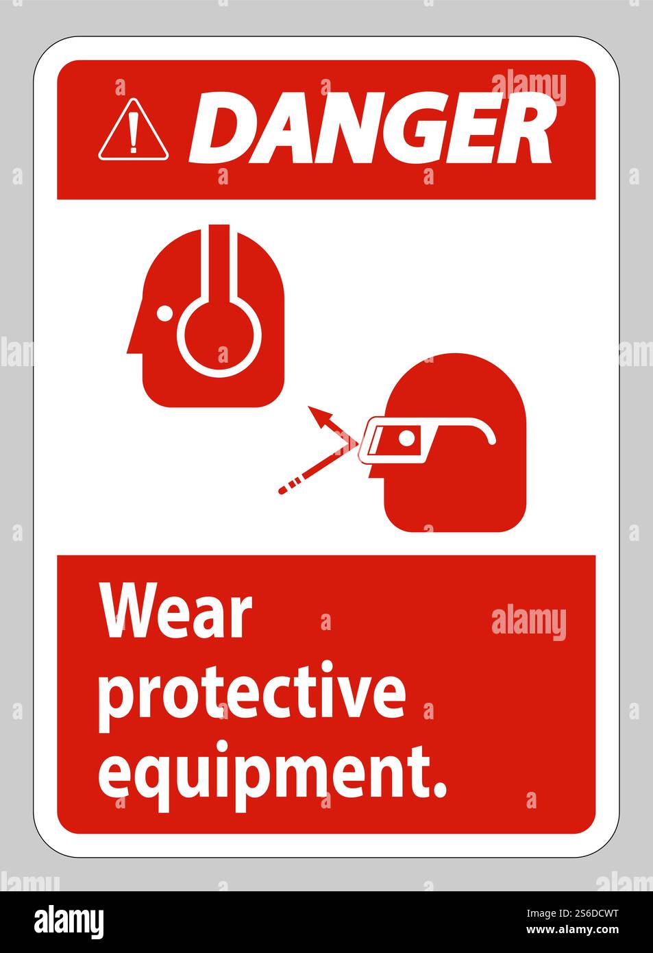 Danger Sign Wear Protective Equipment with goggles and glasses graphics ...