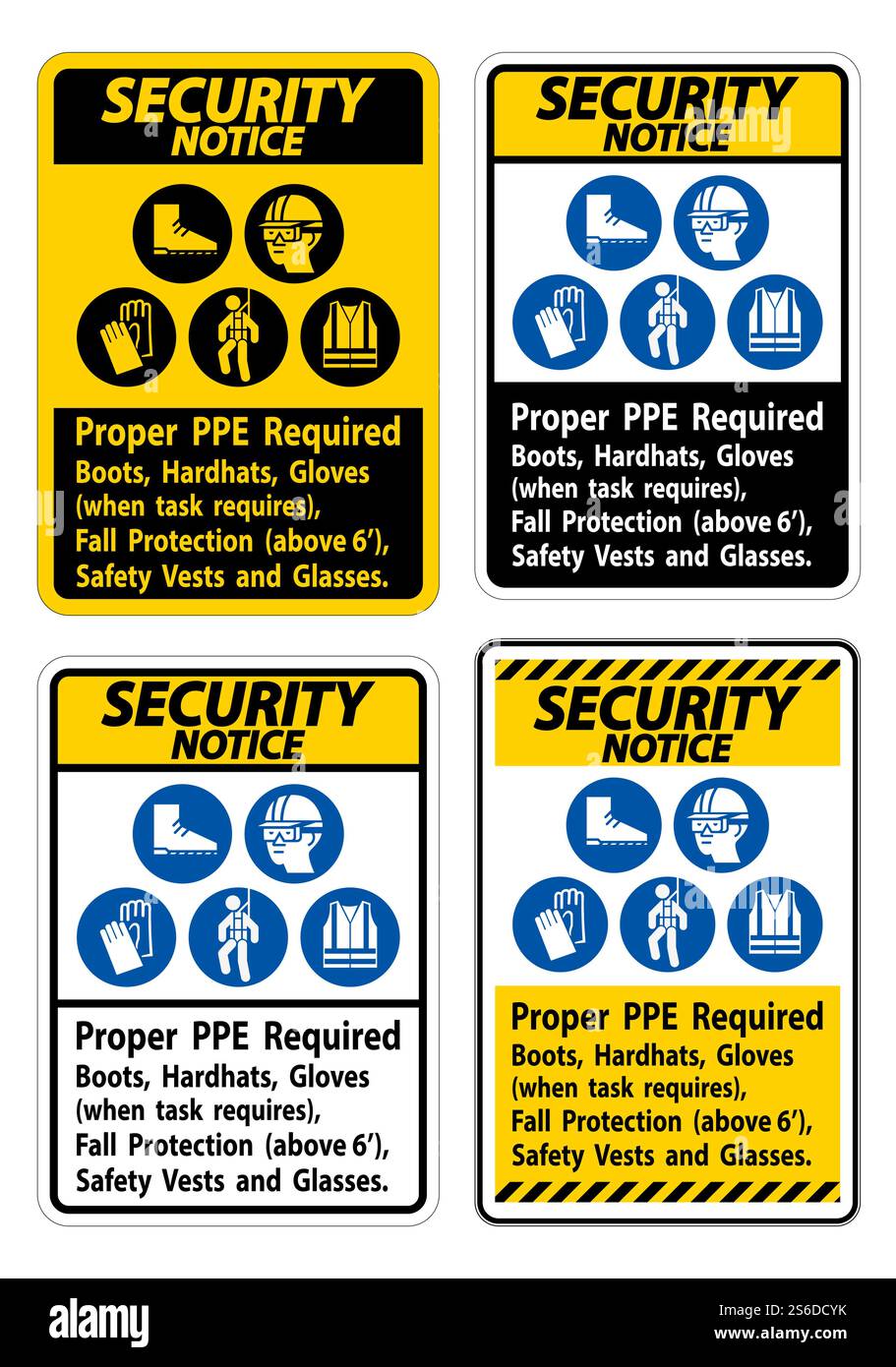 Security Notice Sign Proper PPE Required Boots, Hardhats, Gloves When ...