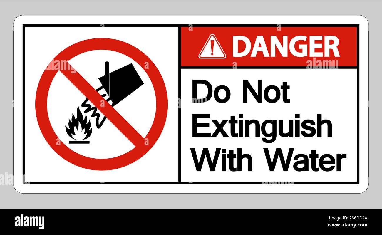 Danger Do Not Extinguish With Water Symbol Sign On White Background ...