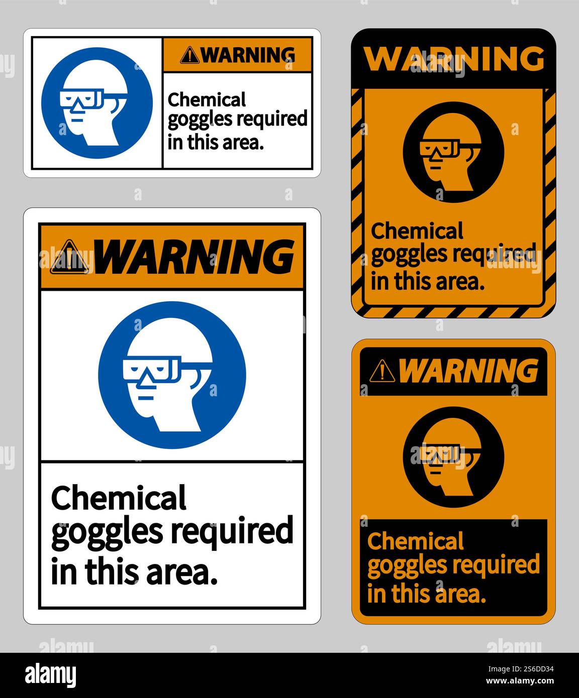 Warning Sign Chemical Goggles Required In This Area Stock Vector Image ...
