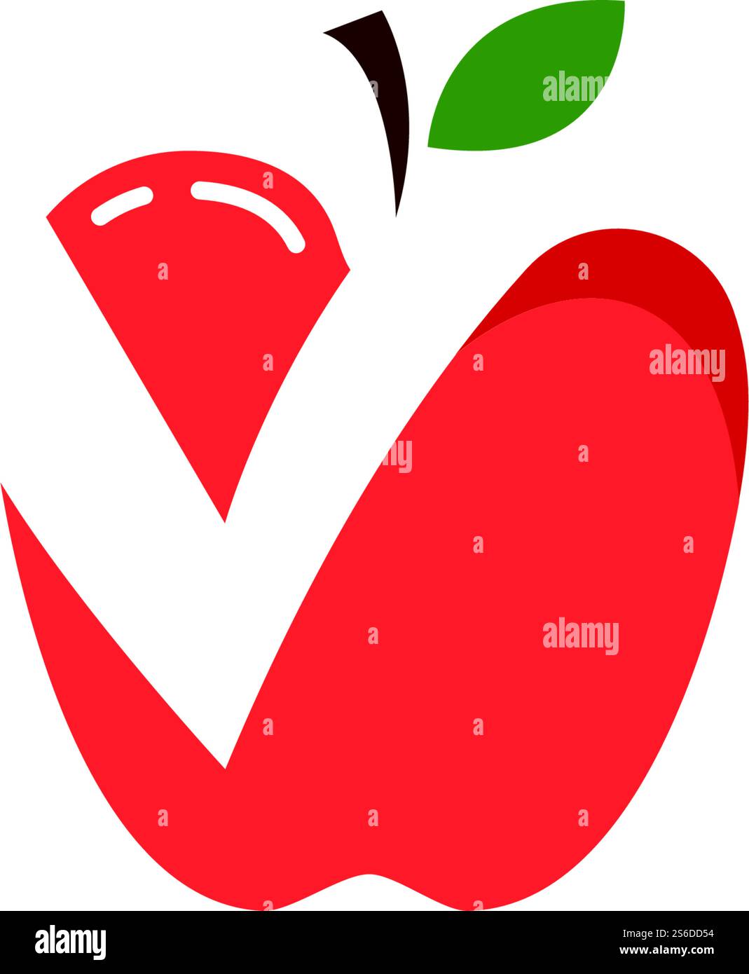 Apple with V letter initial illustration logo vector design Stock ...