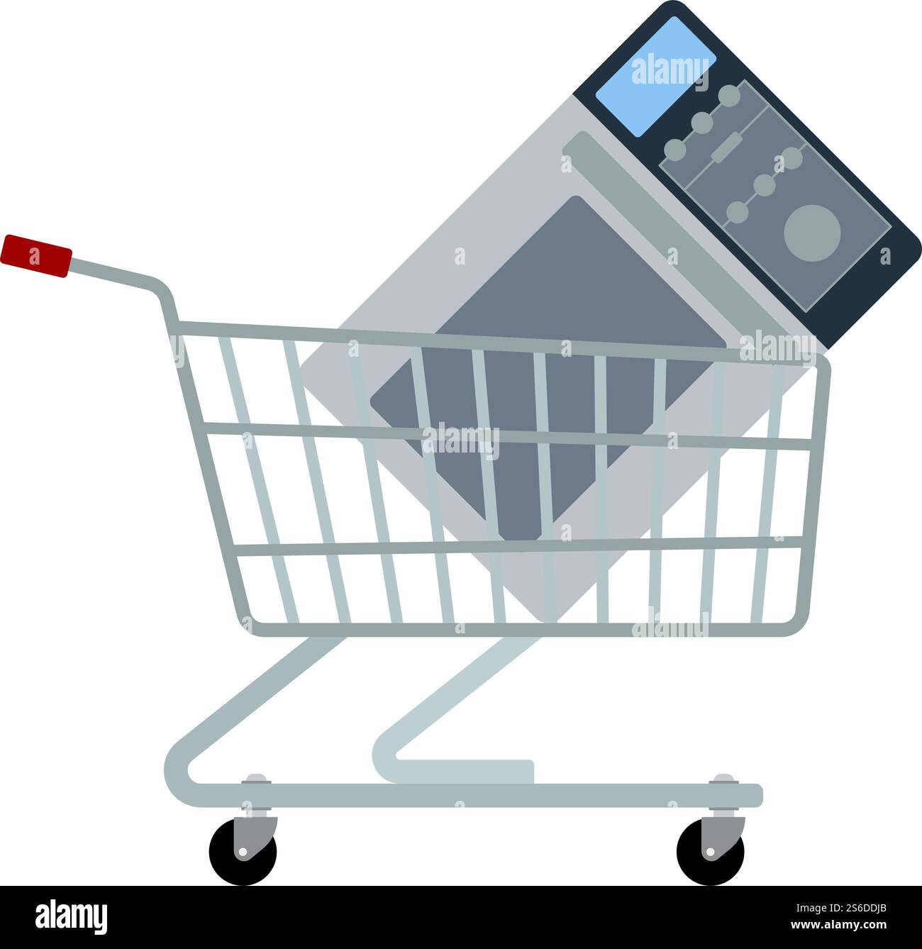 Shopping Cart With Microwave Oven Icon. Flat Color Design. Vector ...